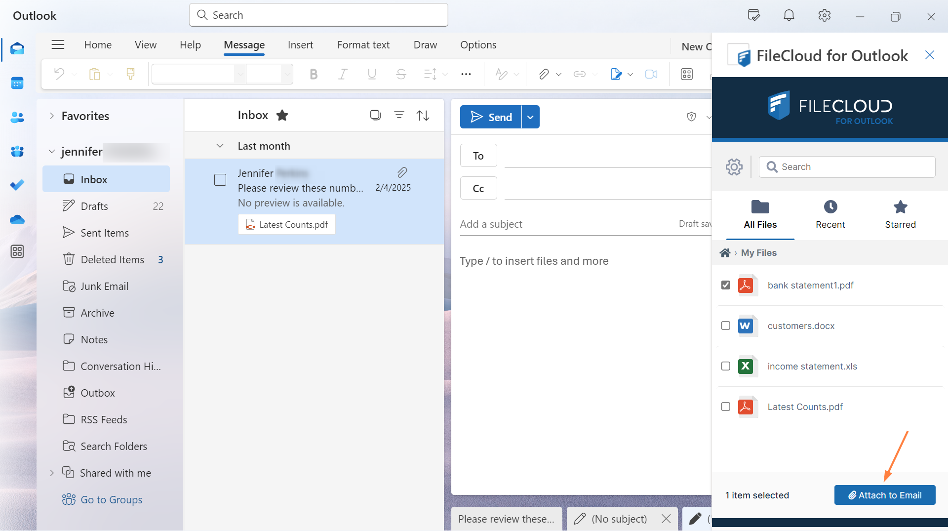 FileCloud for Outlook Add-In